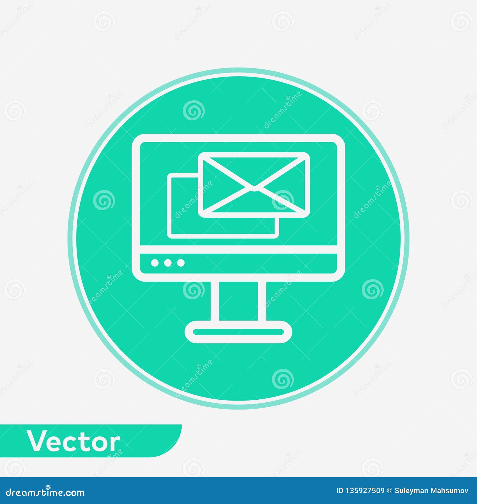 Computer with Mail Vector Icon Sign Symbol Stock Vector - Illustration ...