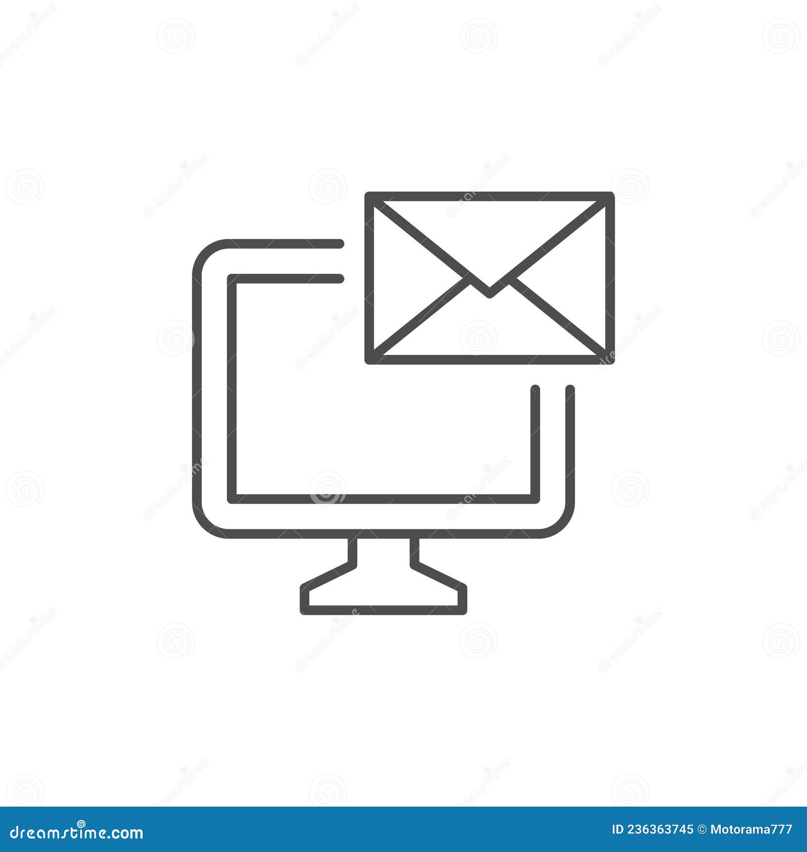 Computer Mailing Line Outline Icon Stock Vector - Illustration of send ...