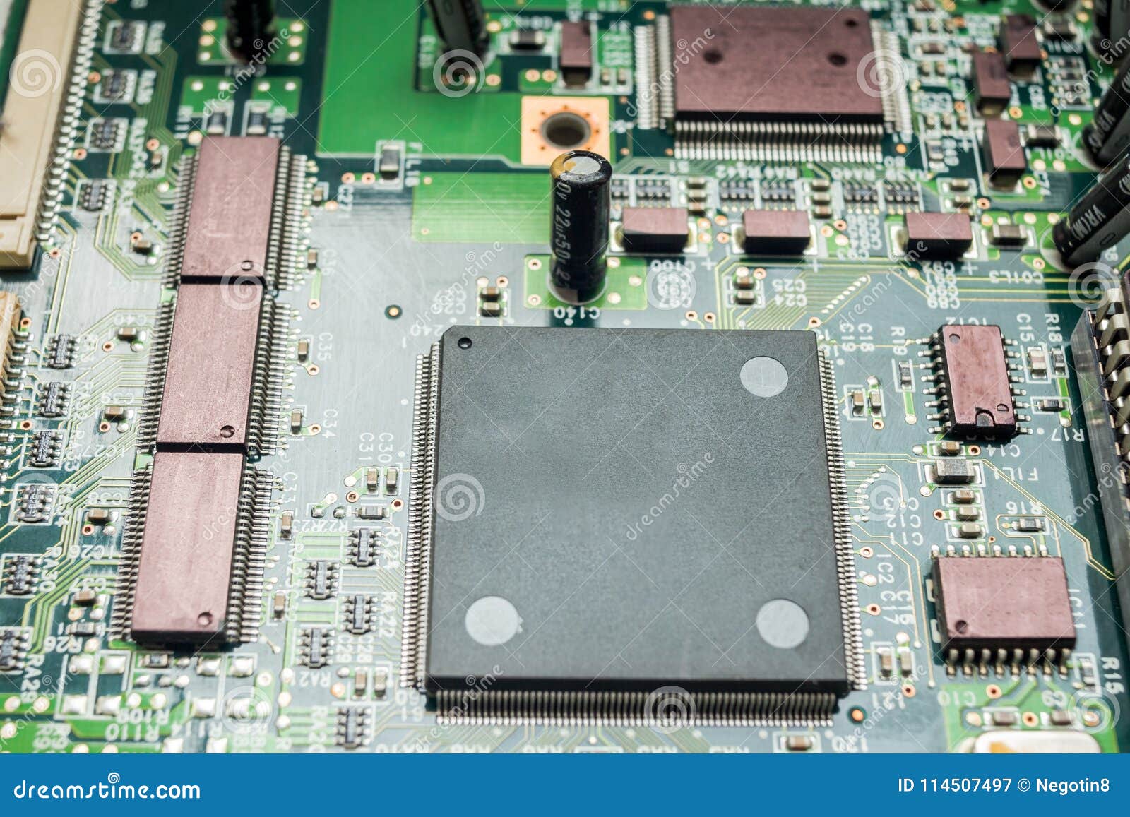 Logic board stock image. Image of chip, hardware, capacitor - 114507497