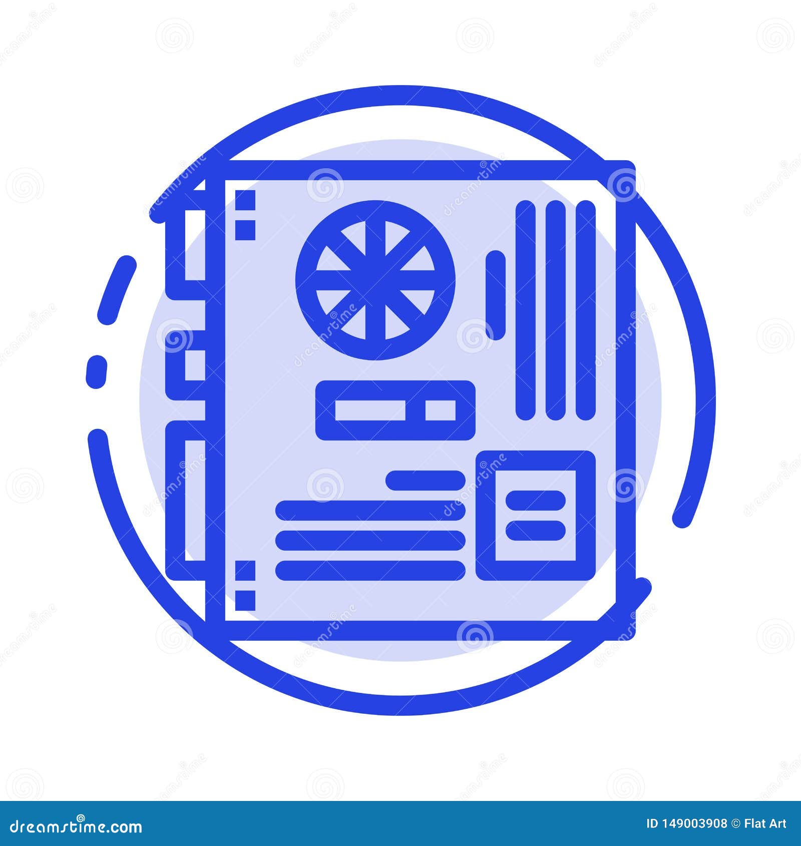 Computer, Main, Mainboard, Mother, Motherboard Blue Dotted Line Line ...