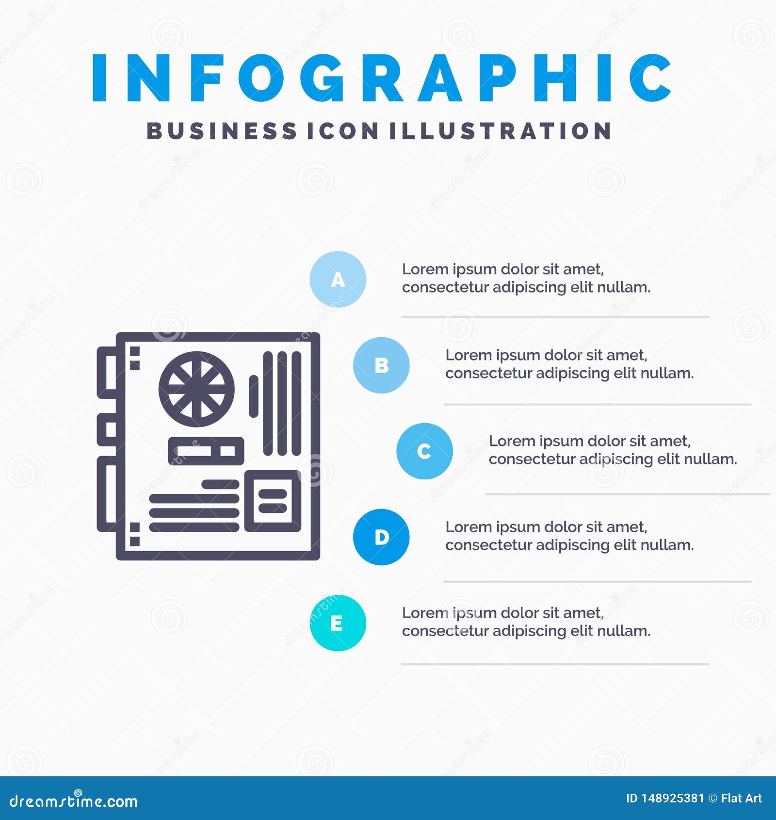 Computer, Main, Mainboard, Mother, Motherboard Line Icon with 5 Steps ...