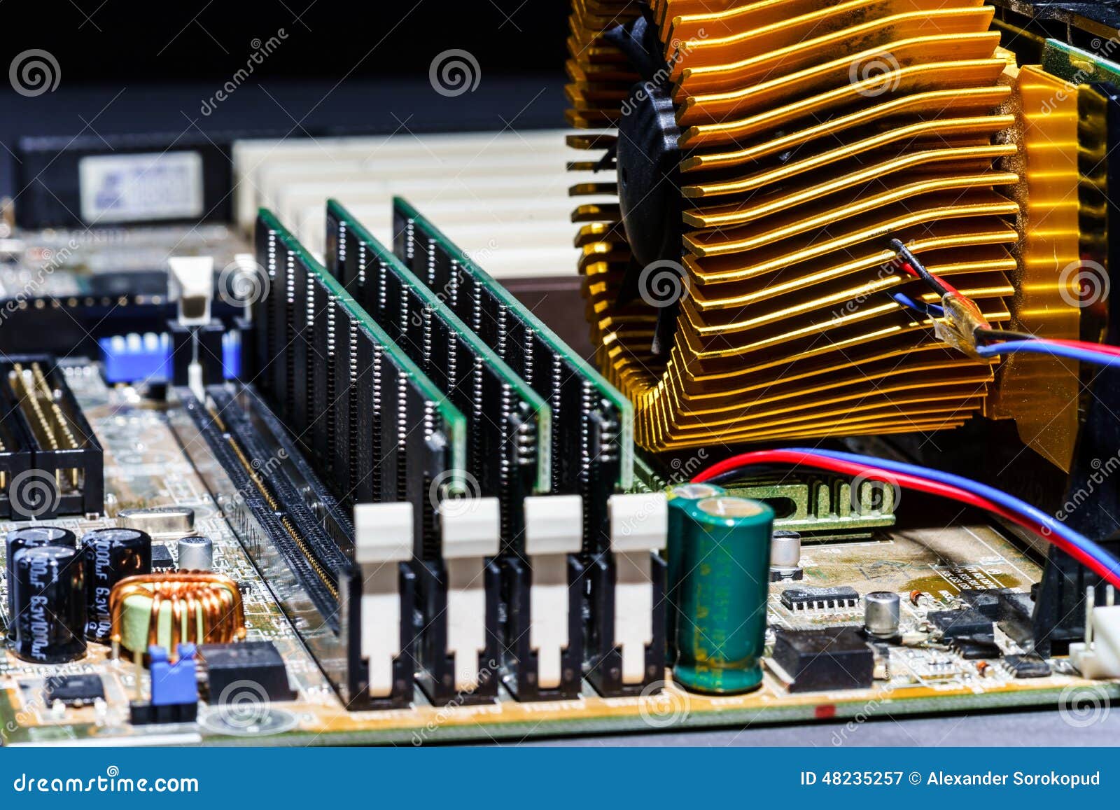 Computer Mainboard Detail View, Closeup Stock Image - Image of ...
