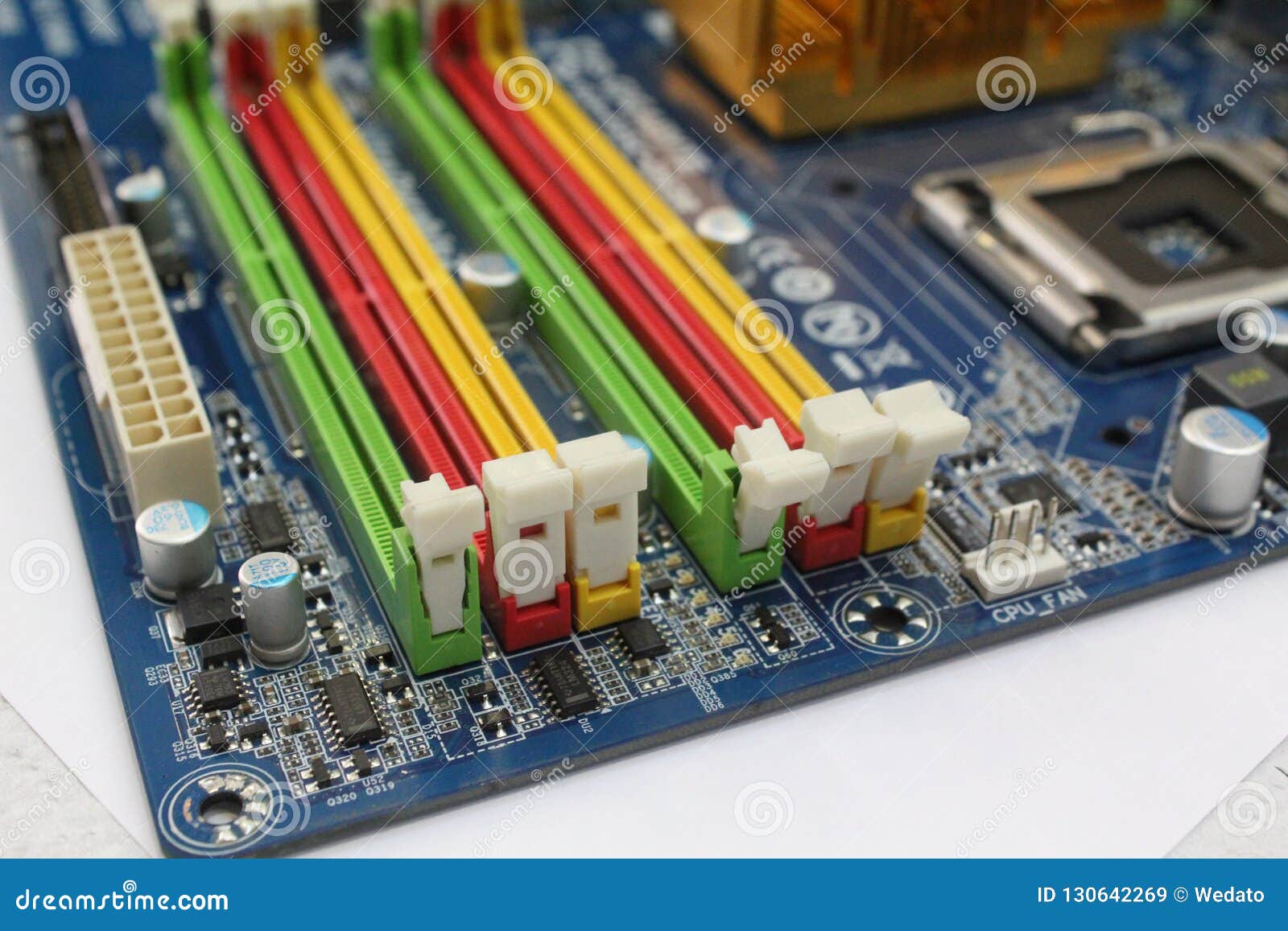 Computer Mainboard Memory Ram Socket Stock Image - Image of ethernet ...