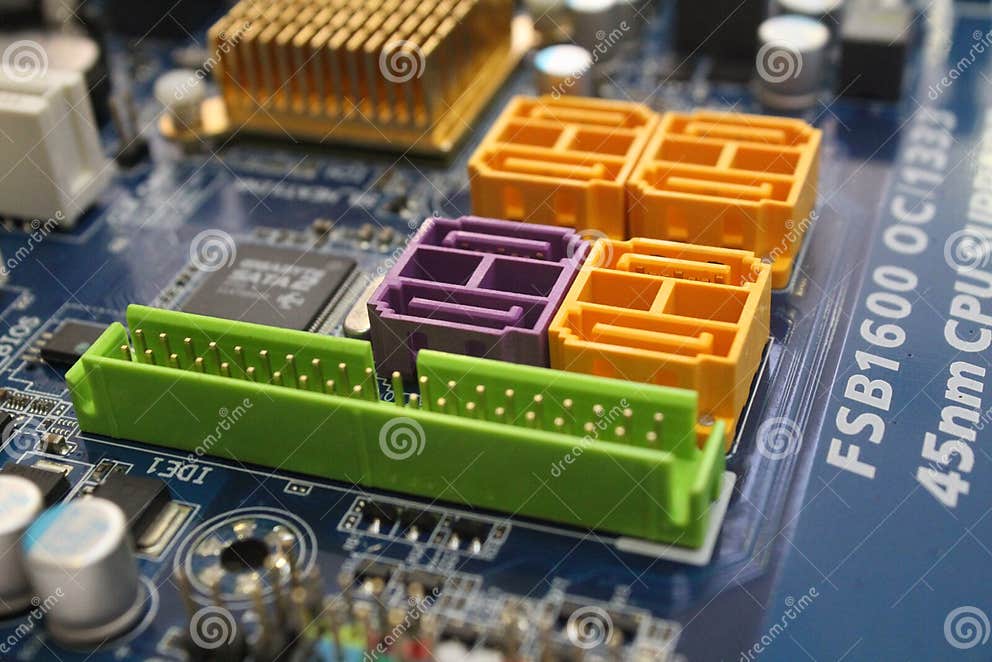 Computer Mainboard IDE Socket and Sata Socket Stock Image - Image of ...