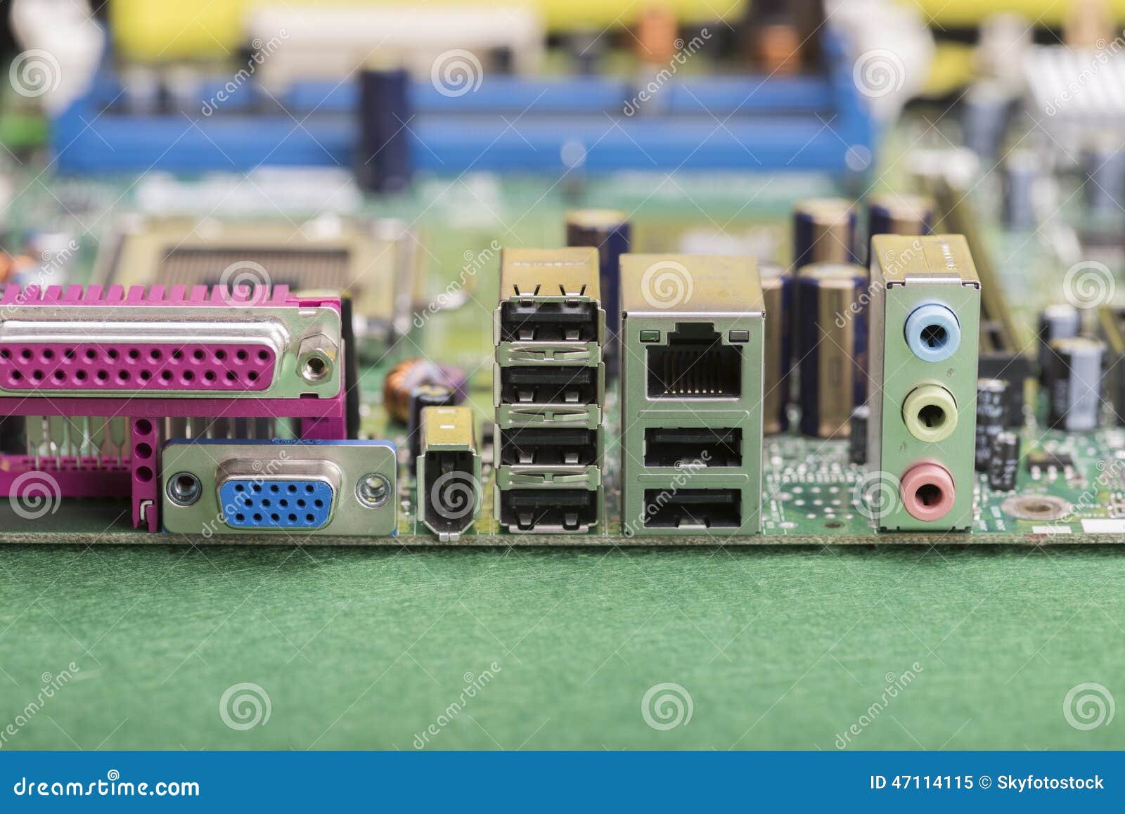 Computer mainboard side stock image. Image of element - 47114115
