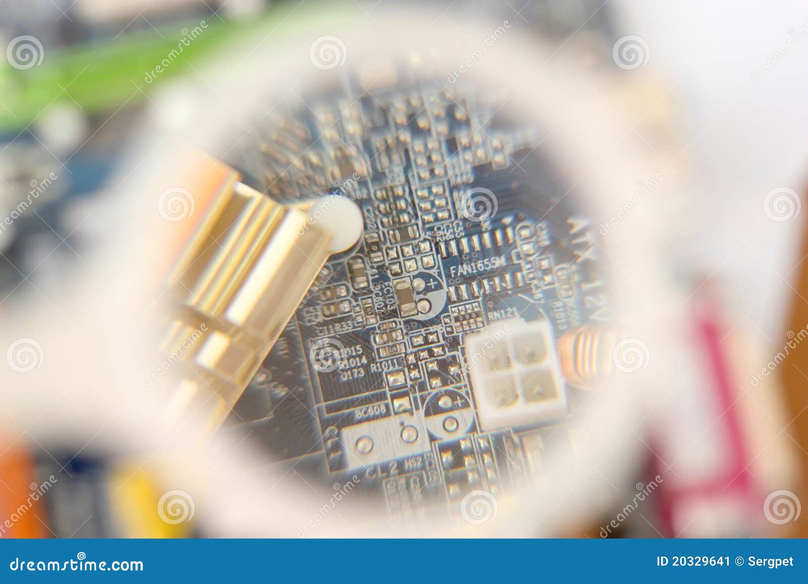 Computer Mainboard Under Magnifier Stock Image - Image of electrical ...