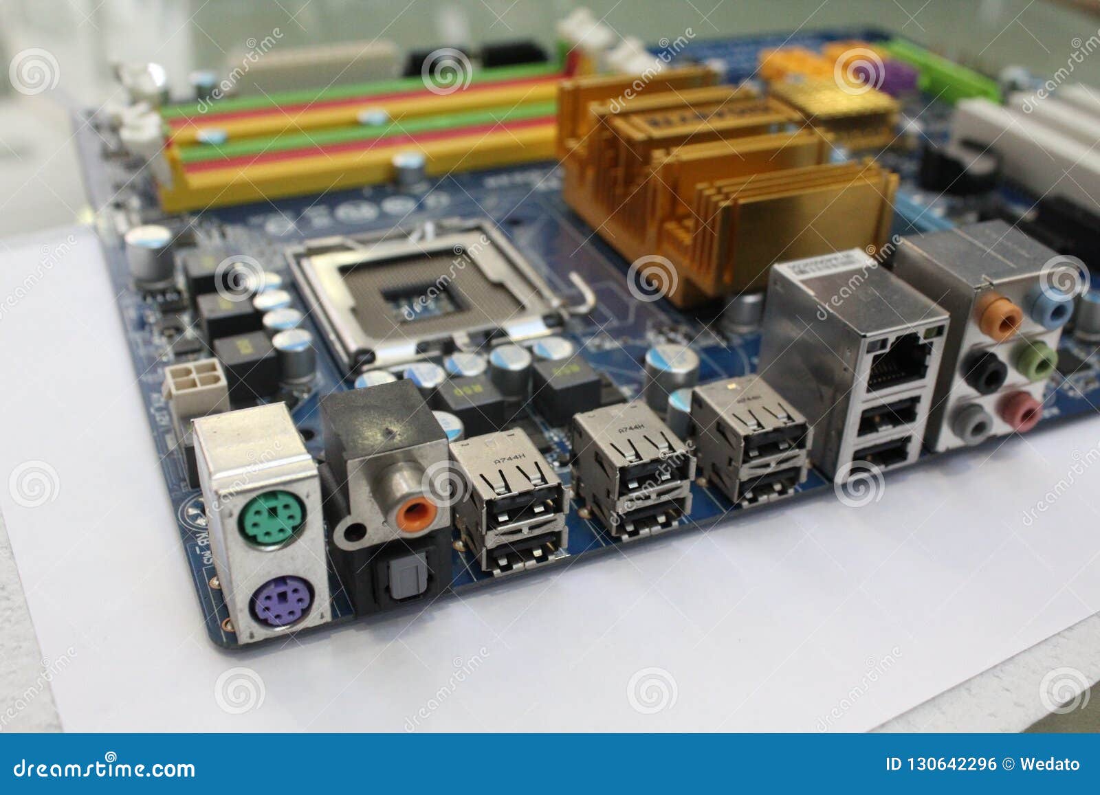 Computer Mainboard Usb Ports Ethernet Port Stock Photo - Image of ...