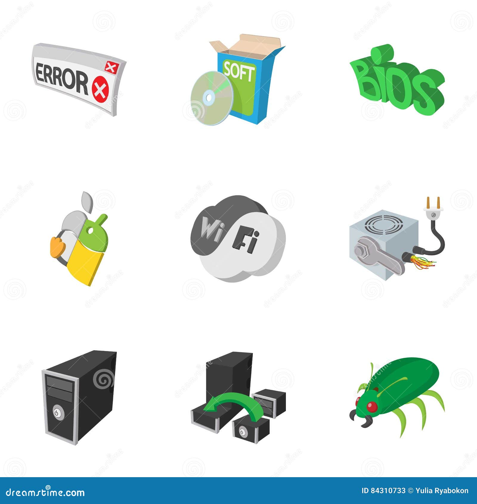 Computer Maintenance Icons Set, Cartoon Style Editorial Stock Photo ...