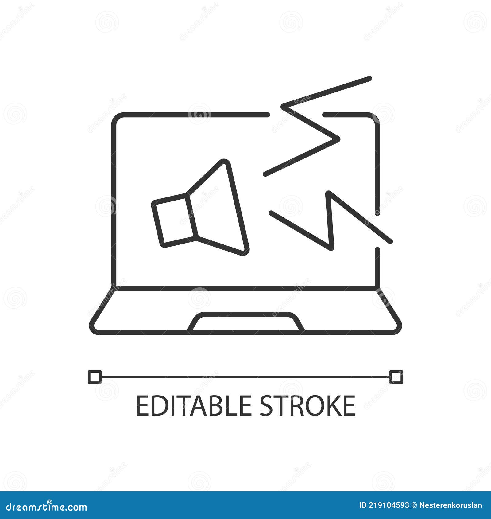 Computer Makes Strange Noises Linear Icon Stock Vector - Illustration ...