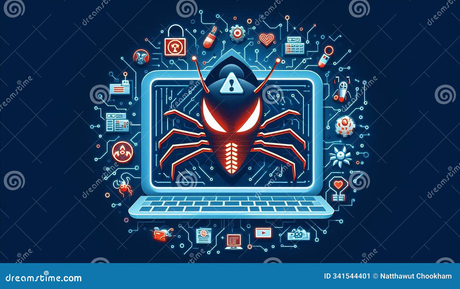 Computer Malware Concept with Intrusive Trojan Image Stock Illustration ...
