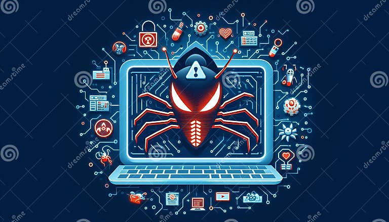Computer Malware Concept with Intrusive Trojan Image Stock Illustration ...