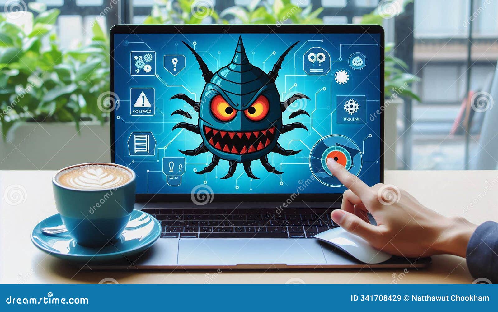 Computer Malware Threat on Laptop Screen Stock Illustration ...