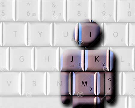 Computer man stock illustration. Illustration of office - 210780