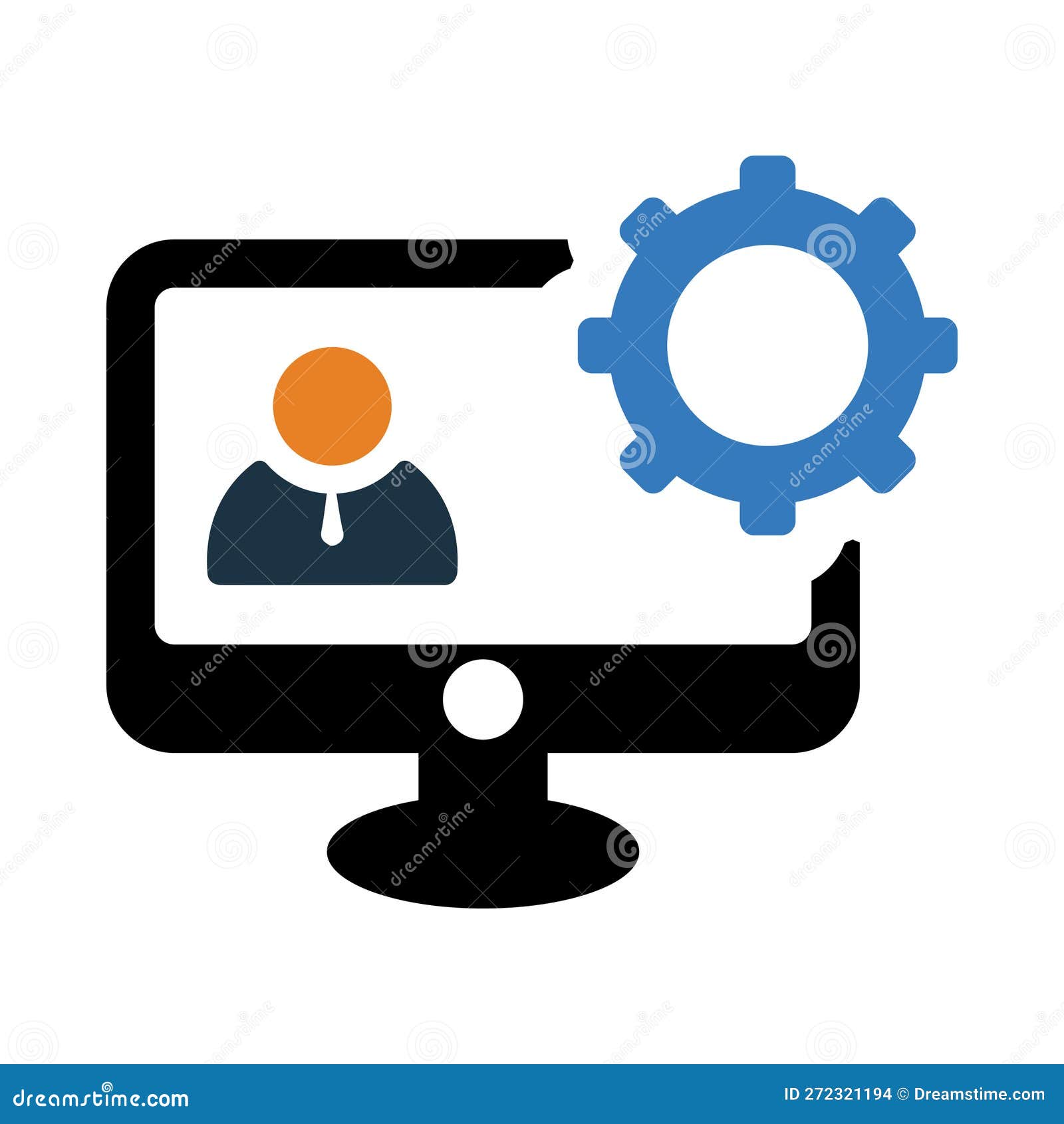 Computer, Man, Monitor, Management, Gear, Administration Icon Stock ...