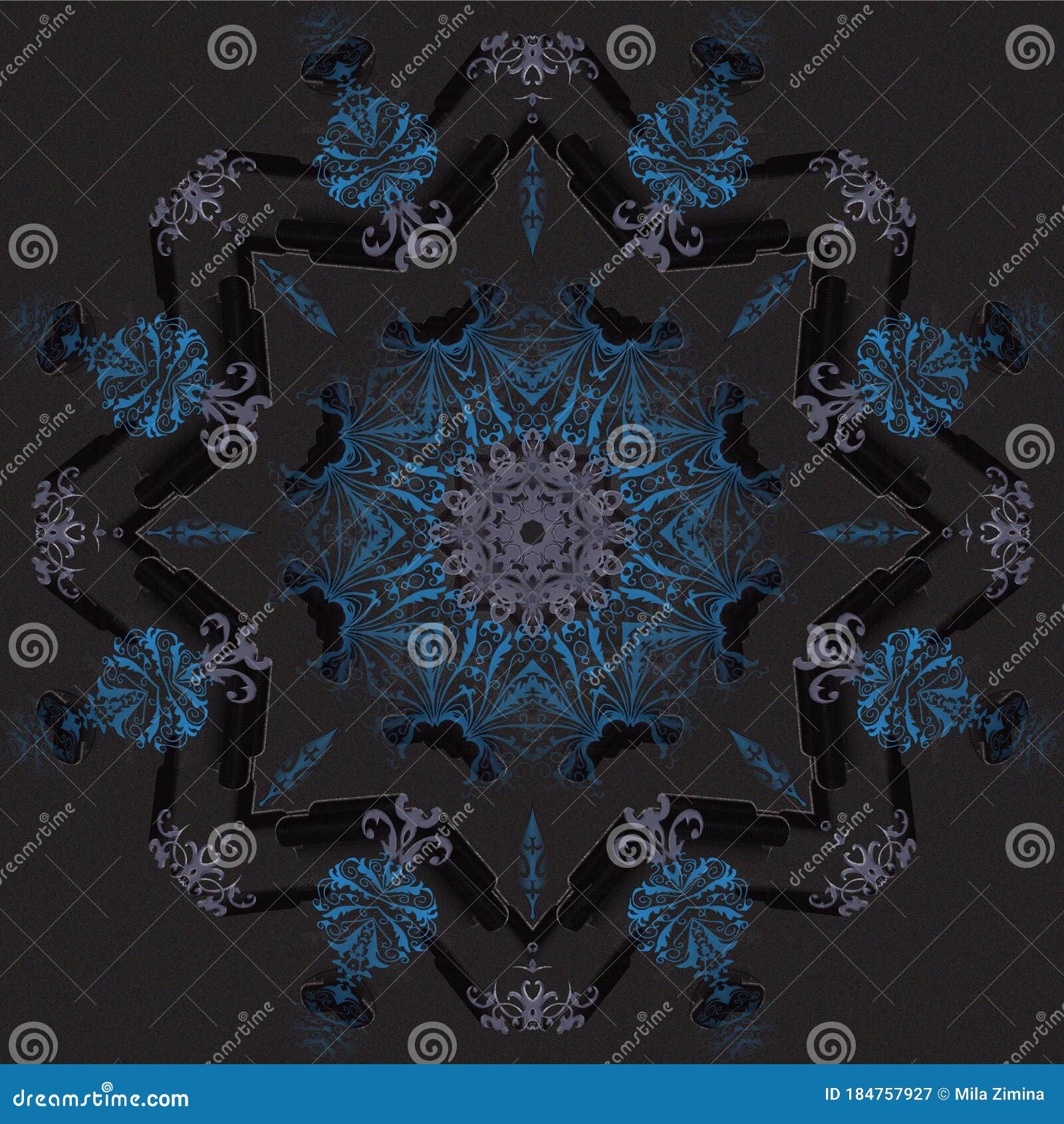 Computer Mandala with Abstract Faces Stock Illustration - Illustration ...