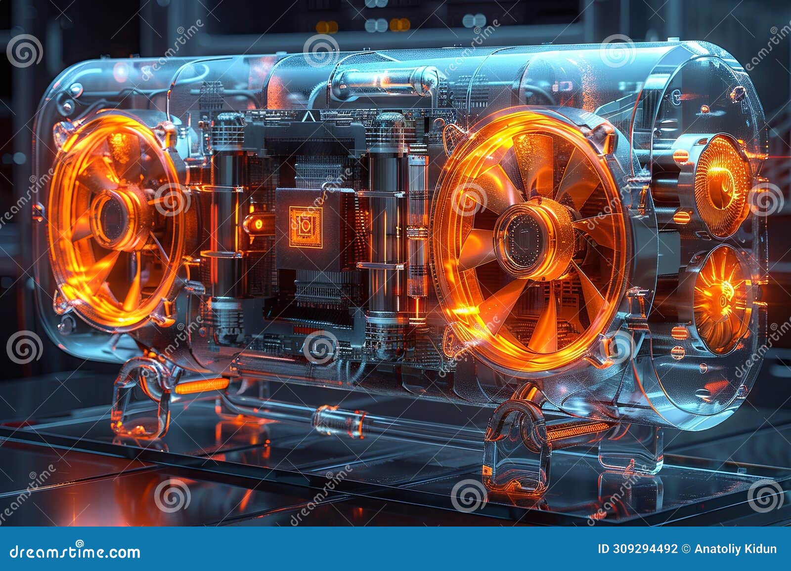 A Computer with Many Computer Chips and the Fans on the Tower, Photo ...