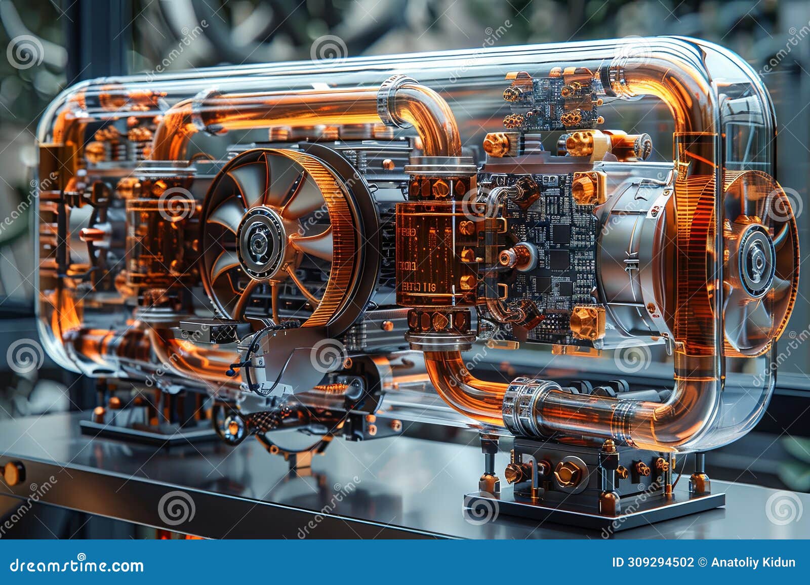 A Computer with Many Computer Chips and the Fans on the Tower, Photo ...