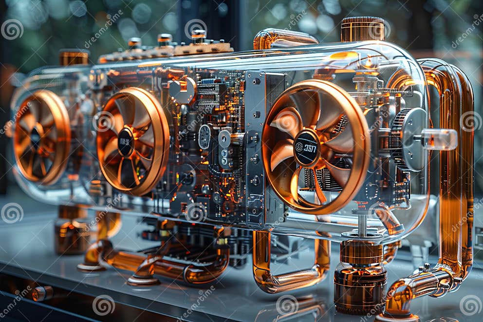 A Computer with Many Computer Chips and the Fans on the Tower, Photo ...