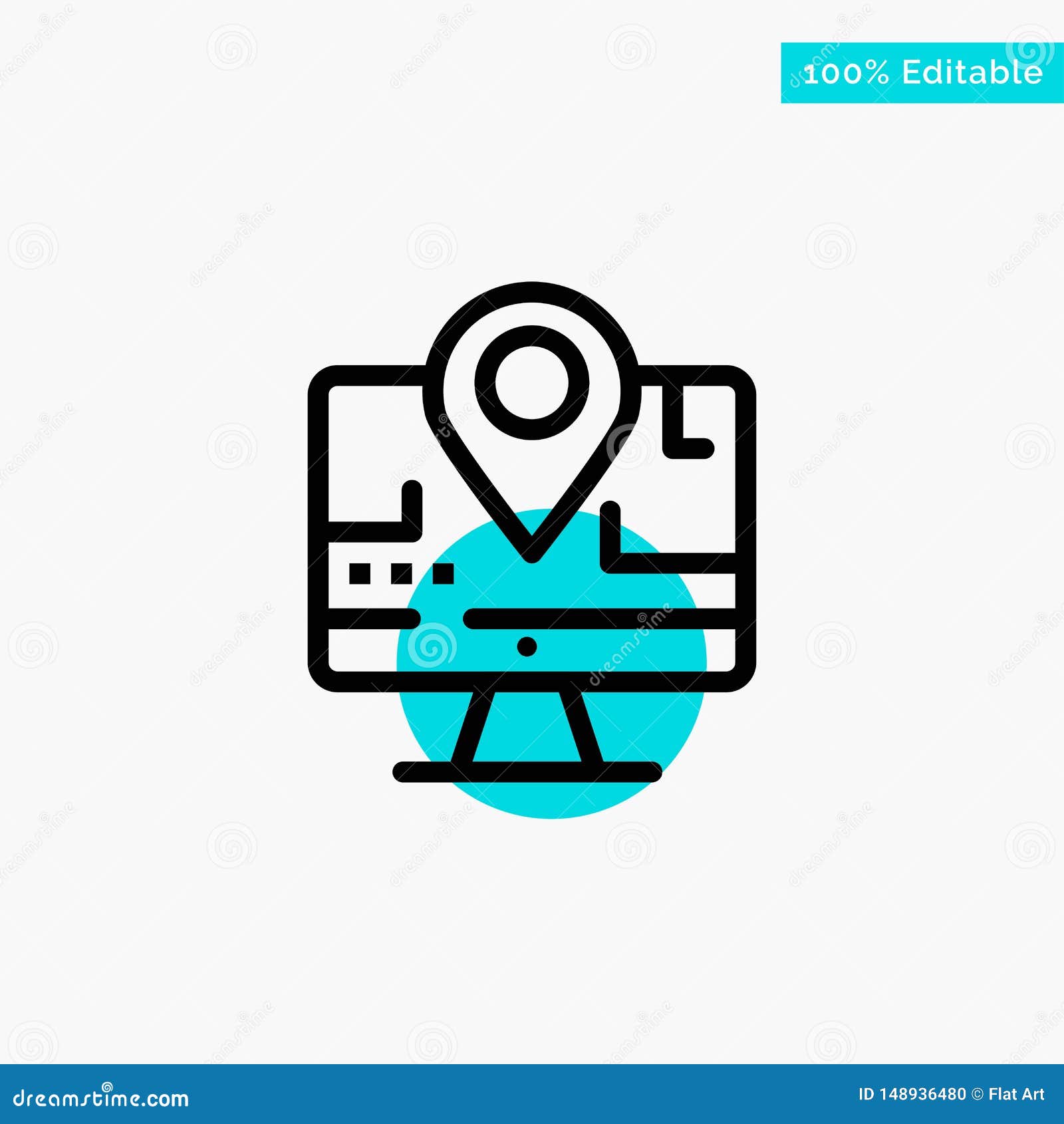 Computer, Map, Location, Education Turquoise Highlight Circle Point ...