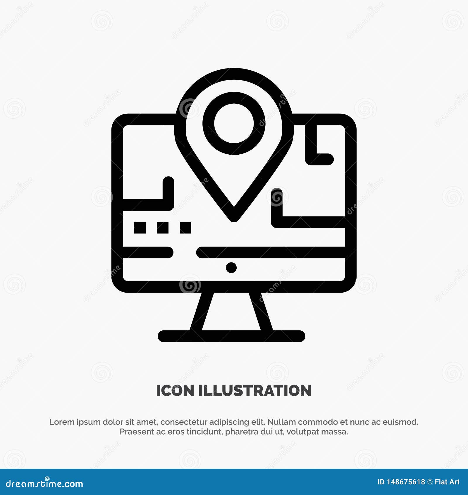 Computer, Map, Location, Education Vector Line Icon Stock Vector ...