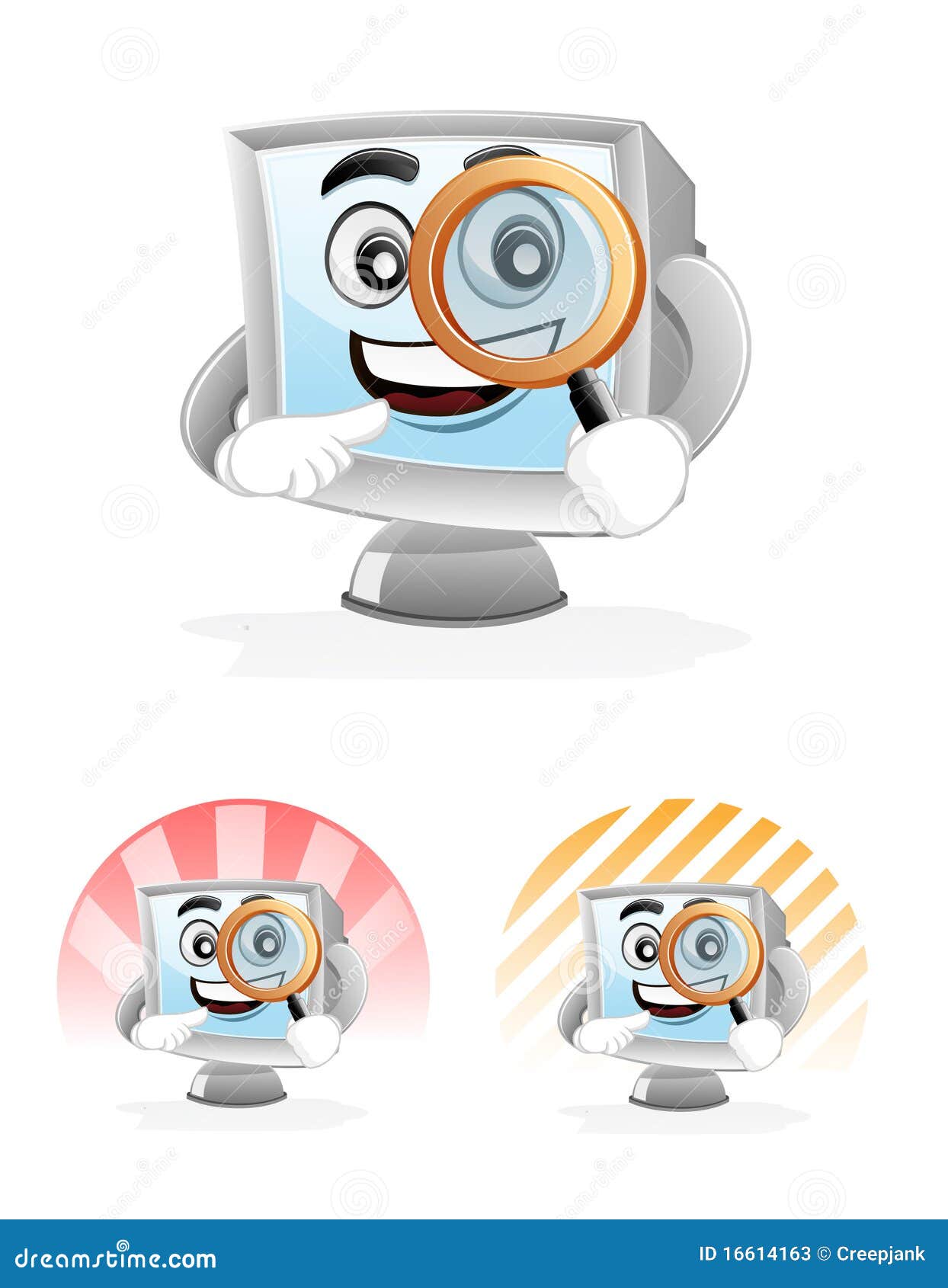 Computer Mascot - Magnifying Glass Stock Illustration - Illustration of ...