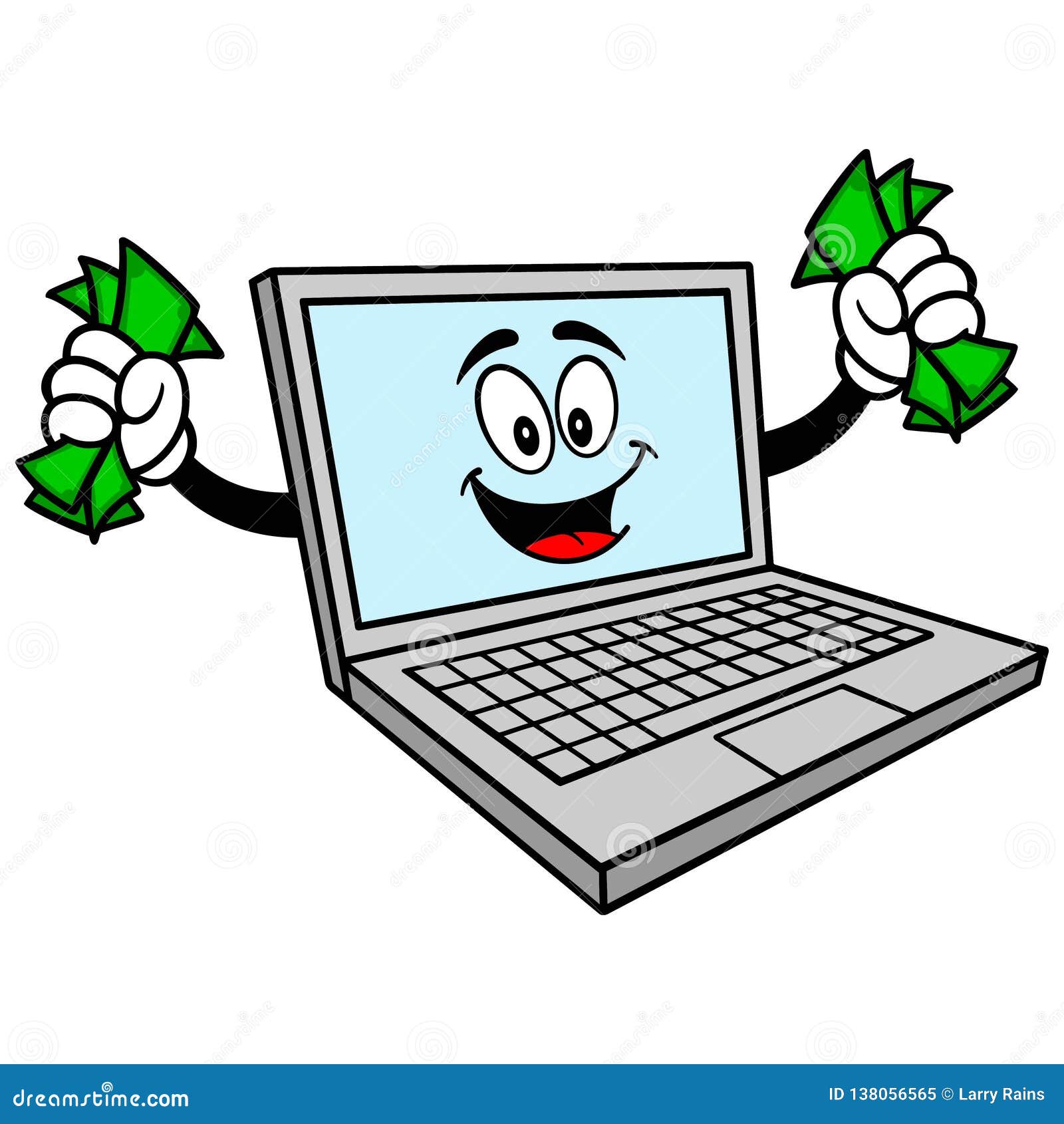 Computer Mascot with Money stock vector. Illustration of mascot - 138056565