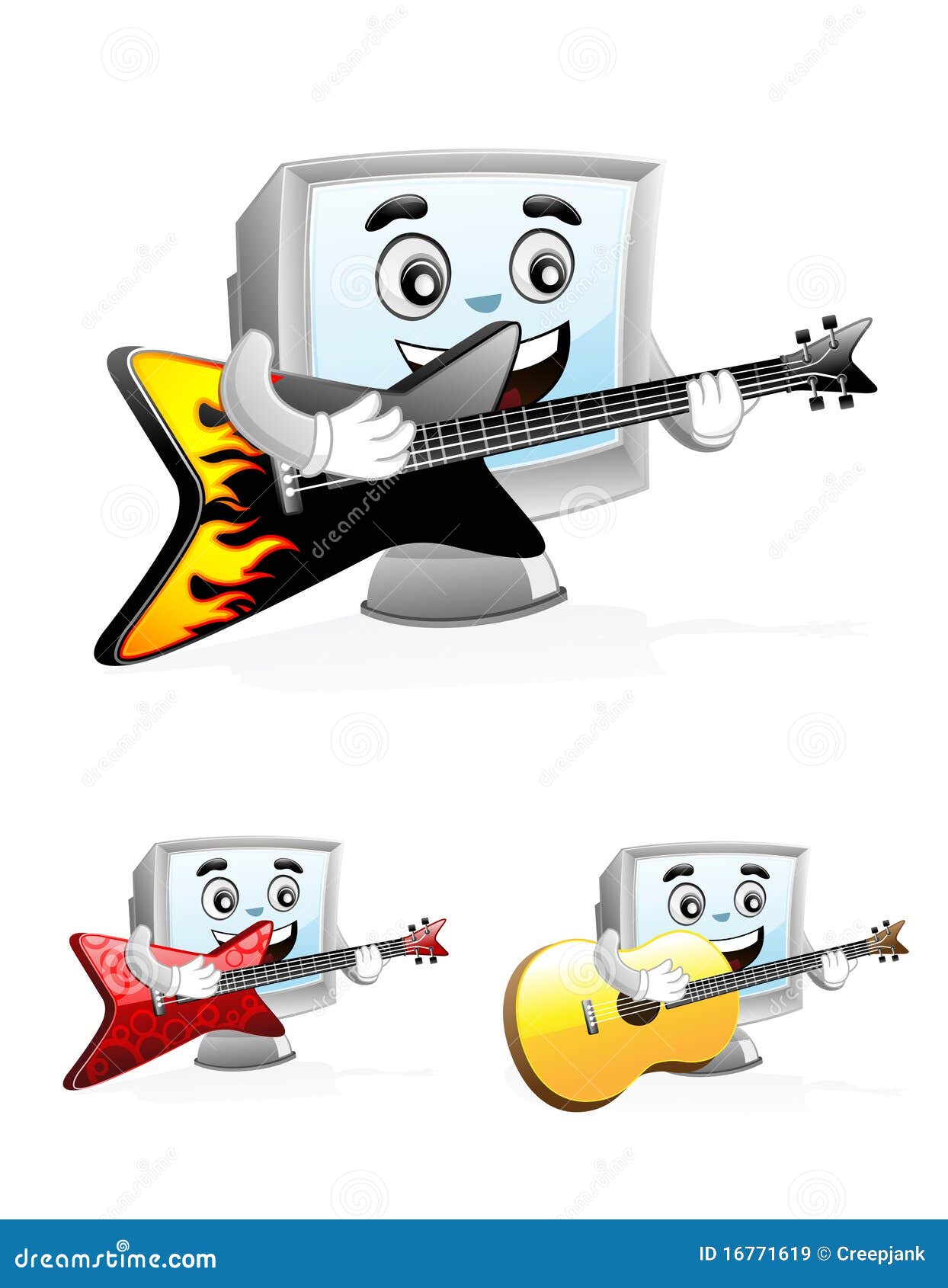 Computer Mascot - Playing Guitar Stock Illustration - Illustration of ...