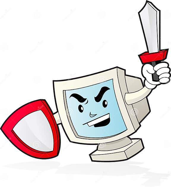 Computer Mascot - Security stock illustration. Illustration of ...