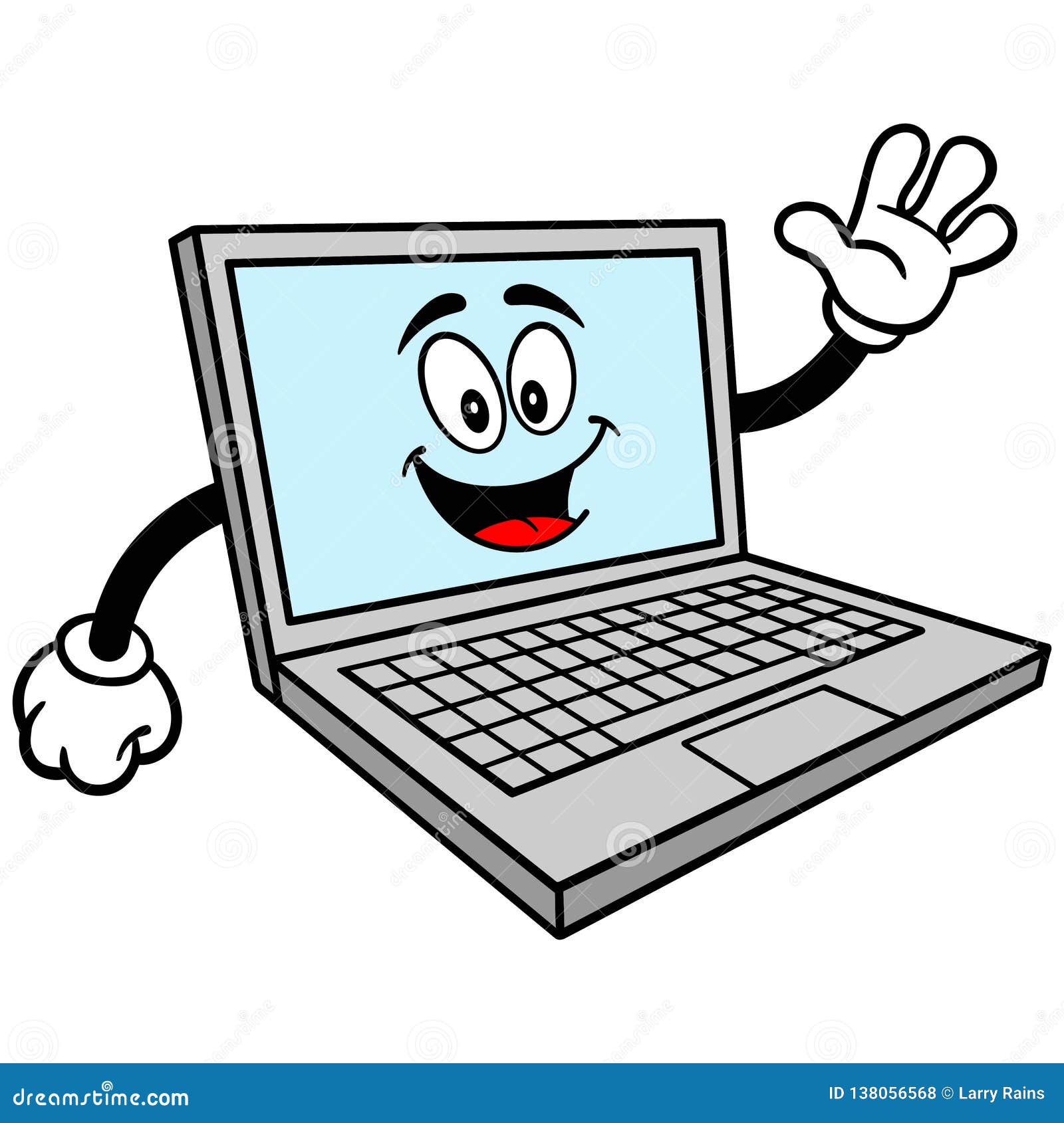Computer Mascot Waving stock vector. Illustration of vector - 138056568