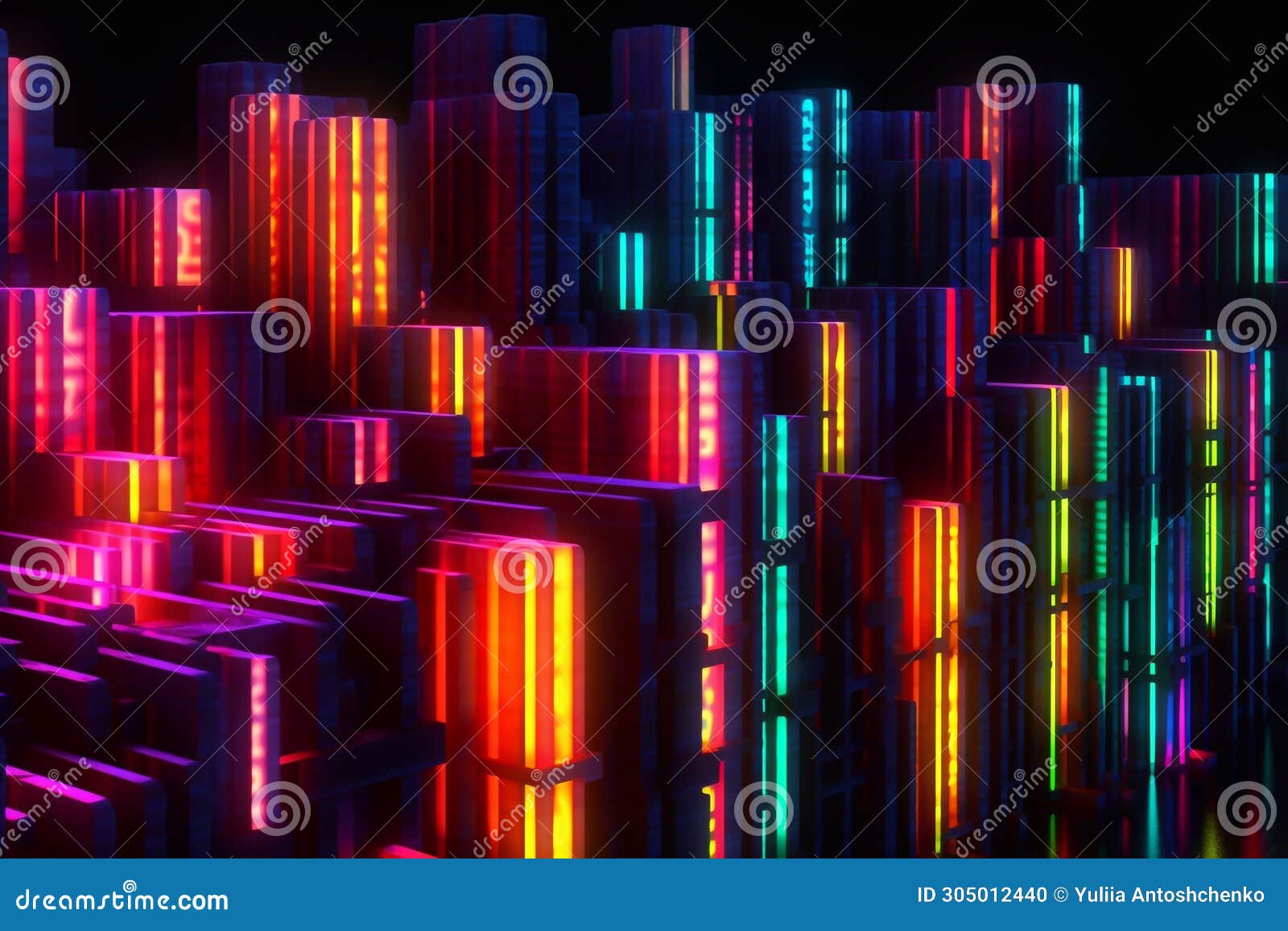 Computer Matrix with Neon Effect Stock Illustration - Illustration of ...