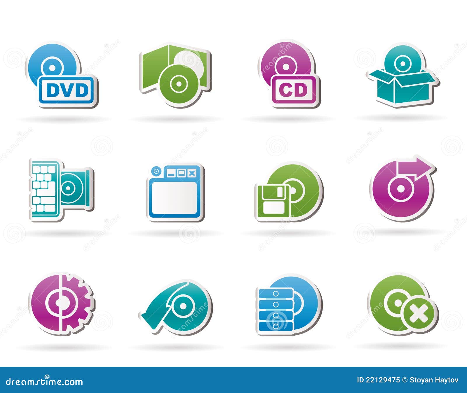 Computer Media and Disk Icons Stock Vector - Illustration of design ...
