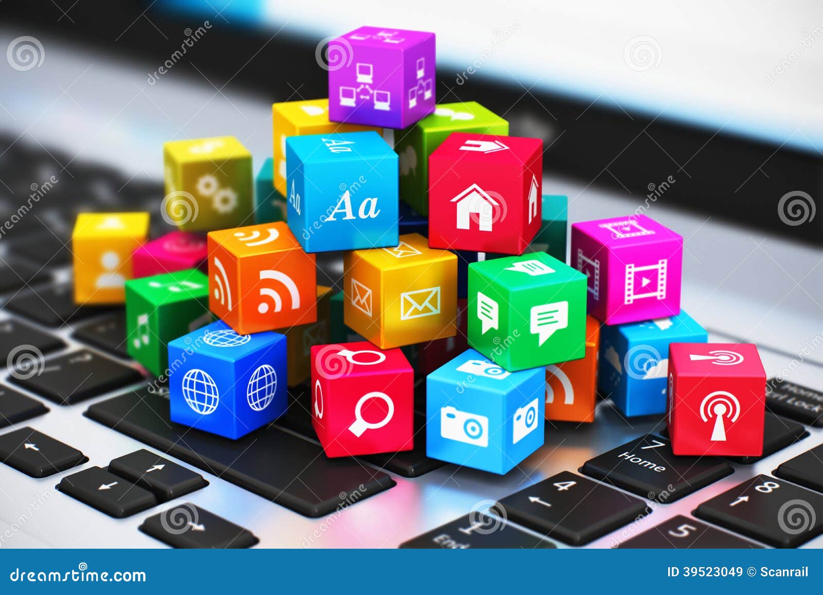 Computer Media and Internet Communication Concept Stock Illustration ...