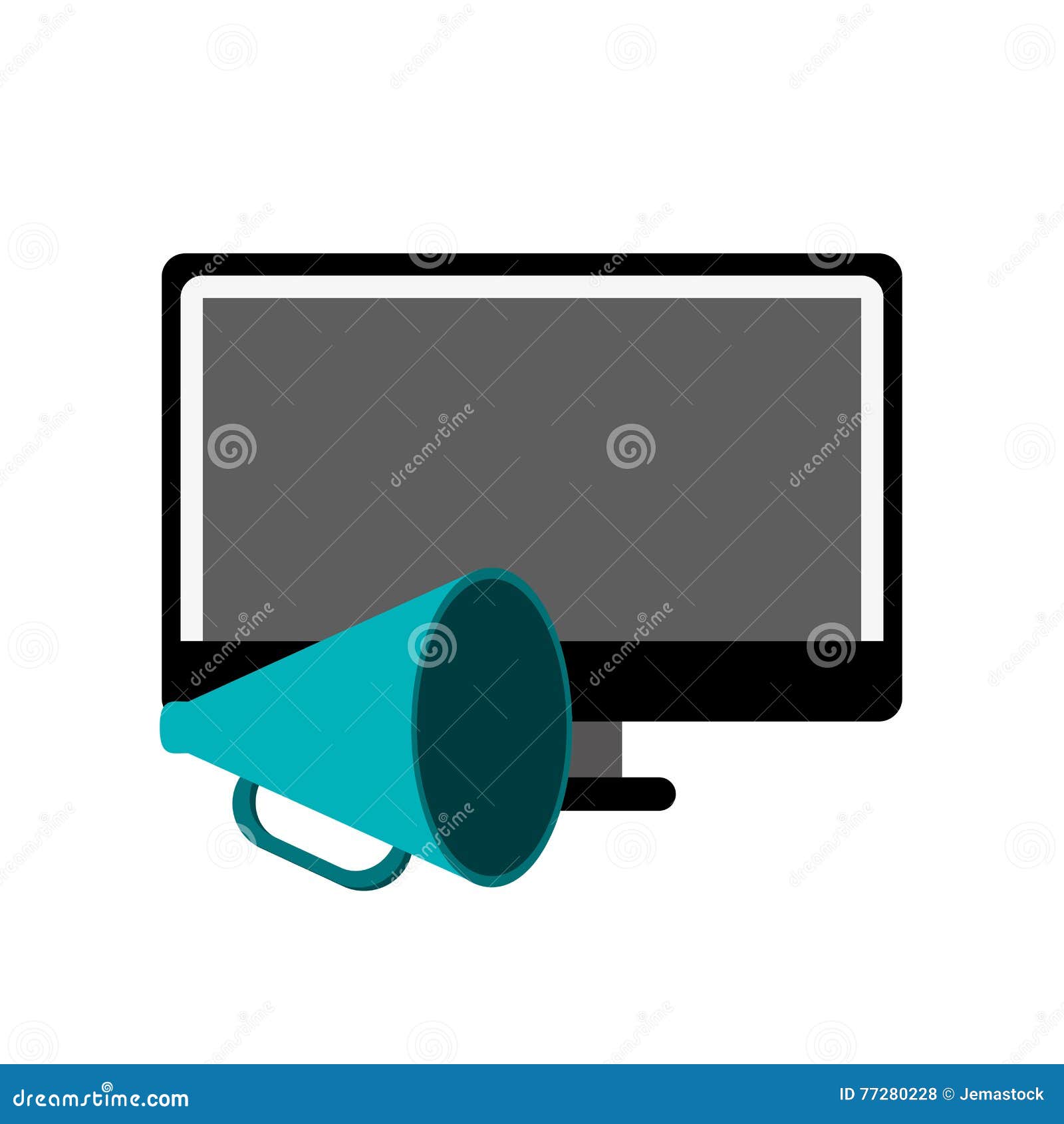 Computer and Megaphone Icon Stock Vector - Illustration of panel ...