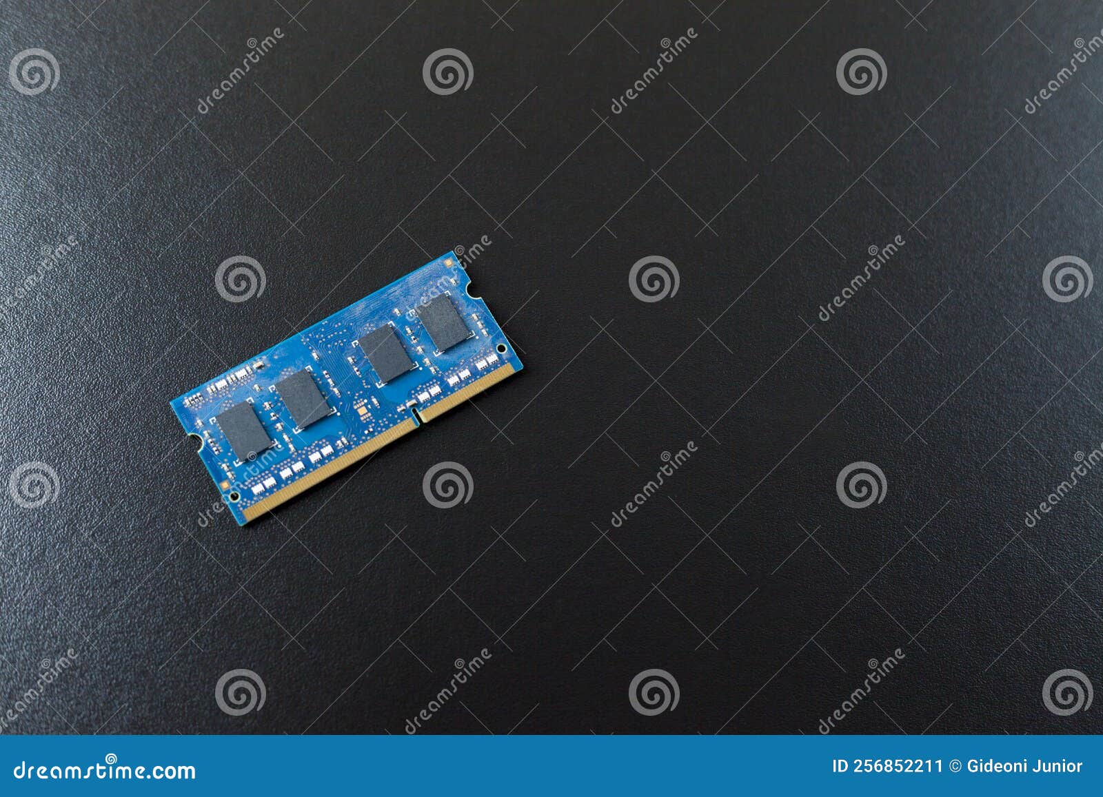 Computer Memory Chip Placed on Top of a Black Table. Connections and ...