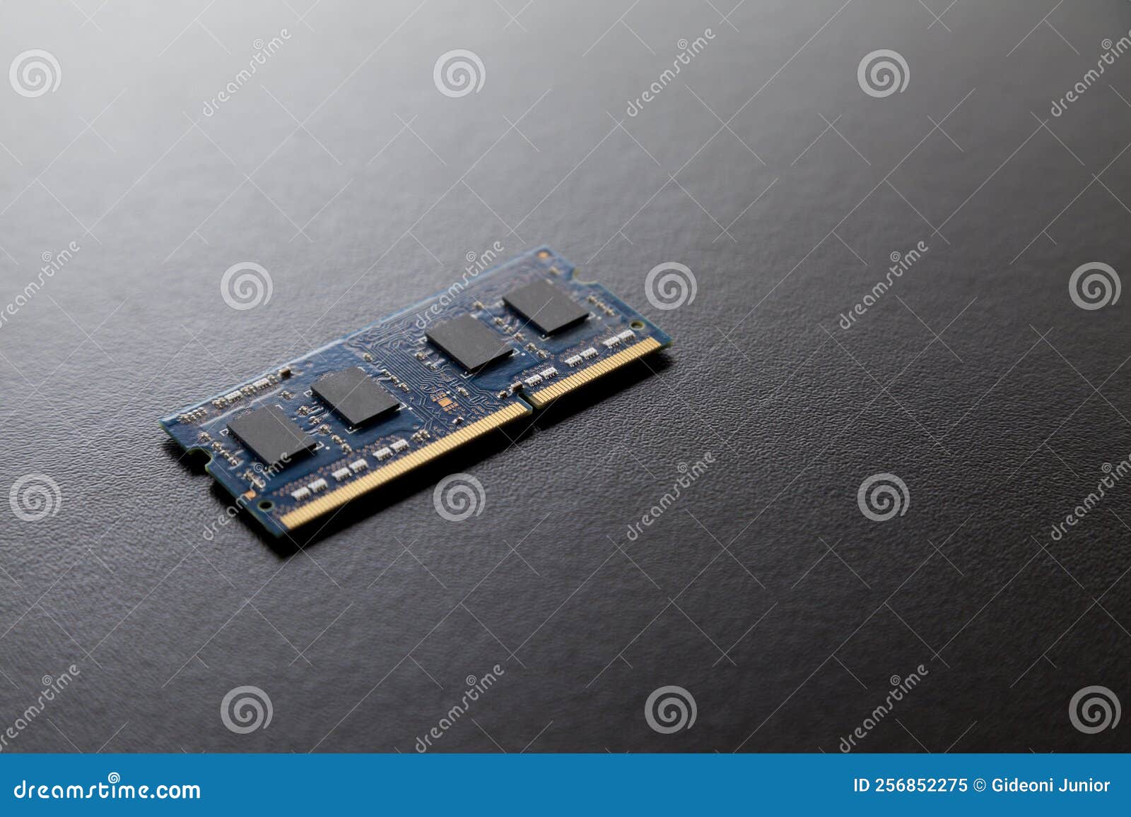 Computer Memory Chip Placed on Top of a Black Table. Connections and ...