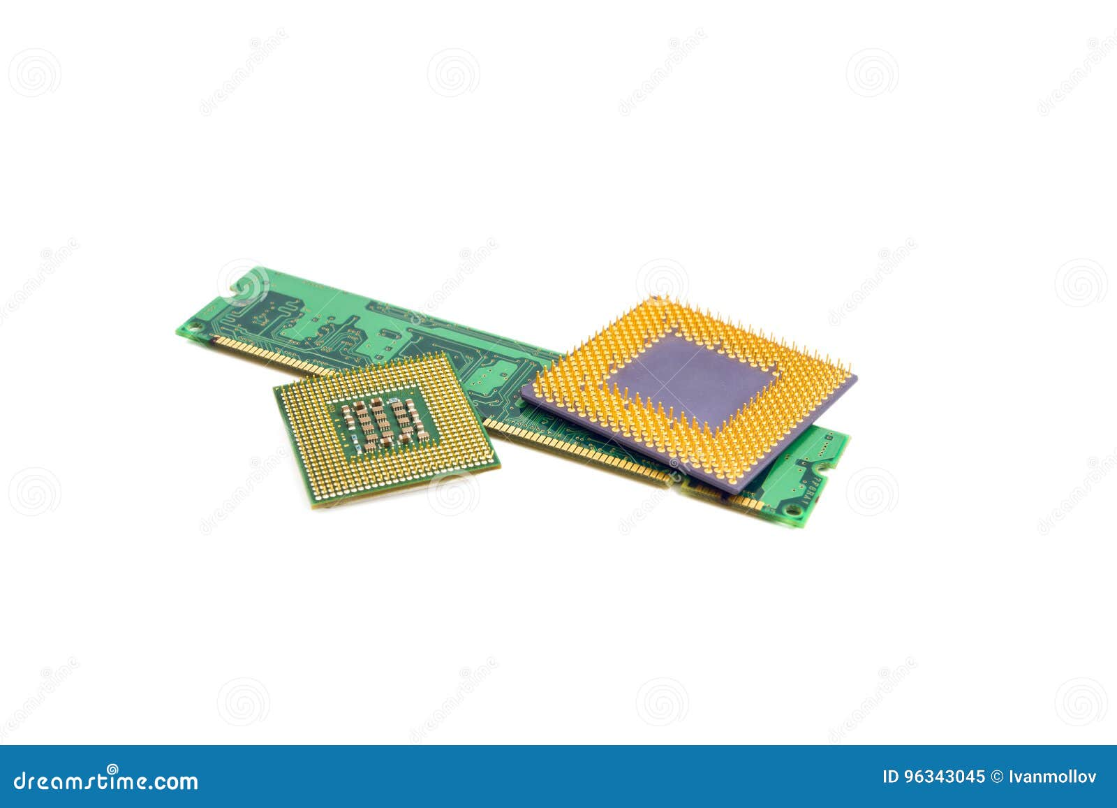 Computer Memory Chip with Two Processors Stock Image - Image of ...