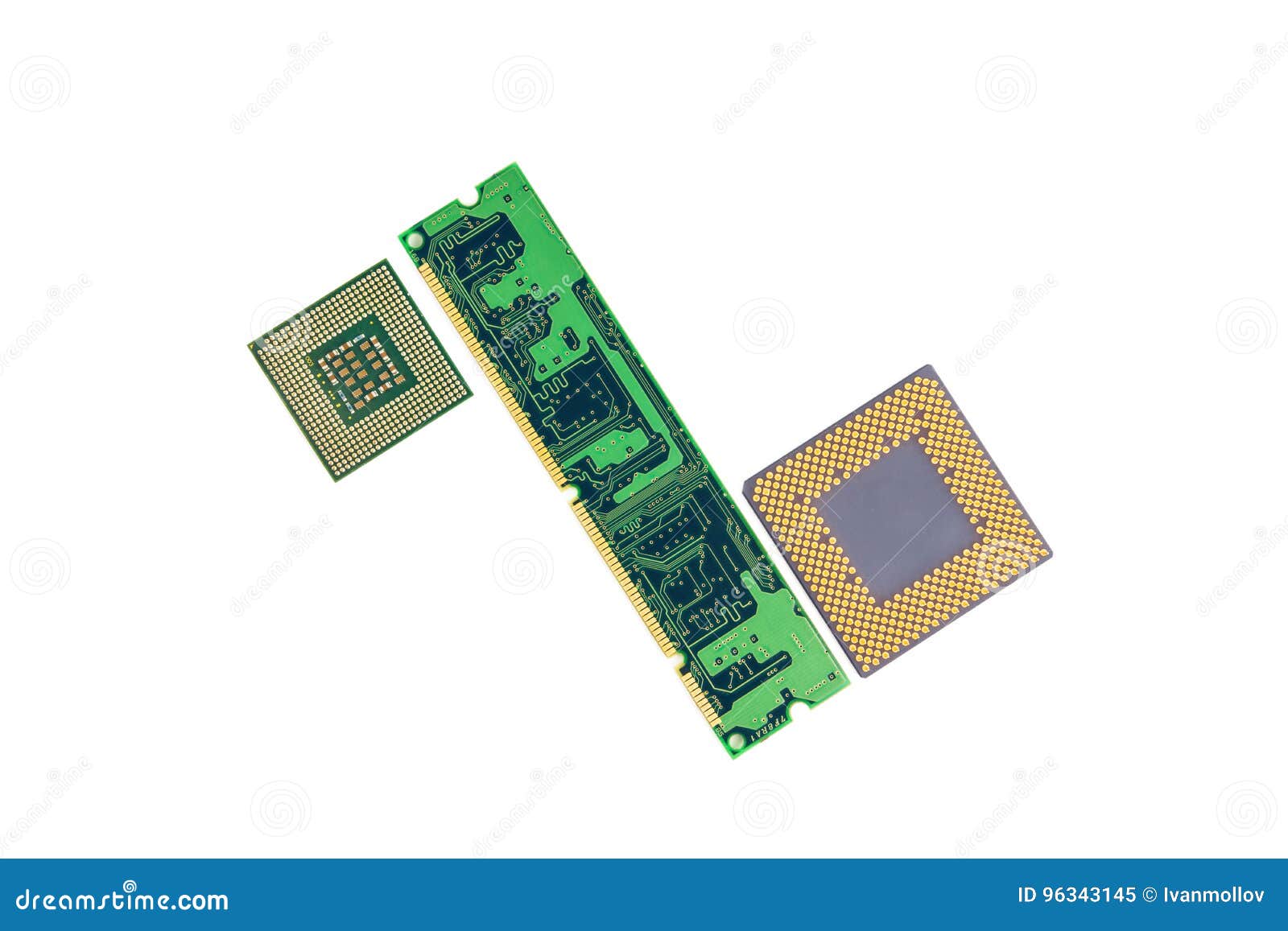 Computer Memory Chip with Two Processors Stock Image - Image of macro ...