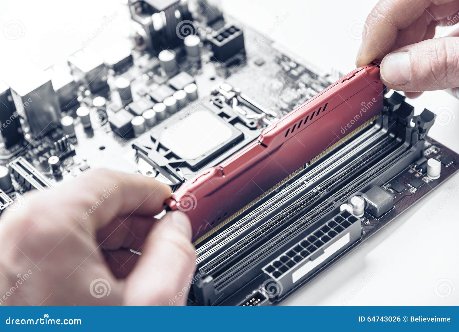 Computer Memory Installation Stock Photo - Image of circuit ...