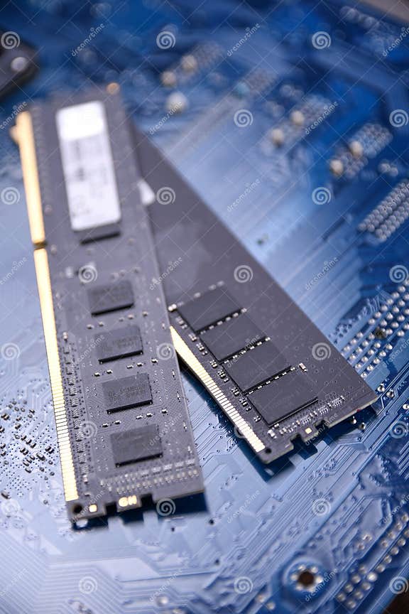 Computer Memory RAM on Motherboard Background . Close Up. System, Main Memory, Random Access ...
