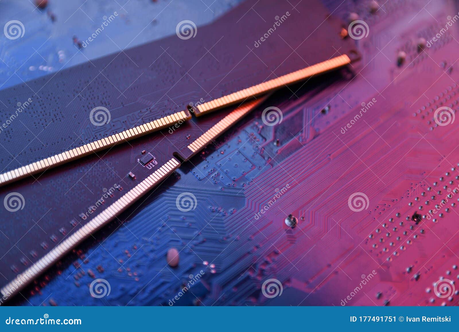 Computer Memory RAM on Motherboard Background . Close Up. System, Main Memory, Random Access ...