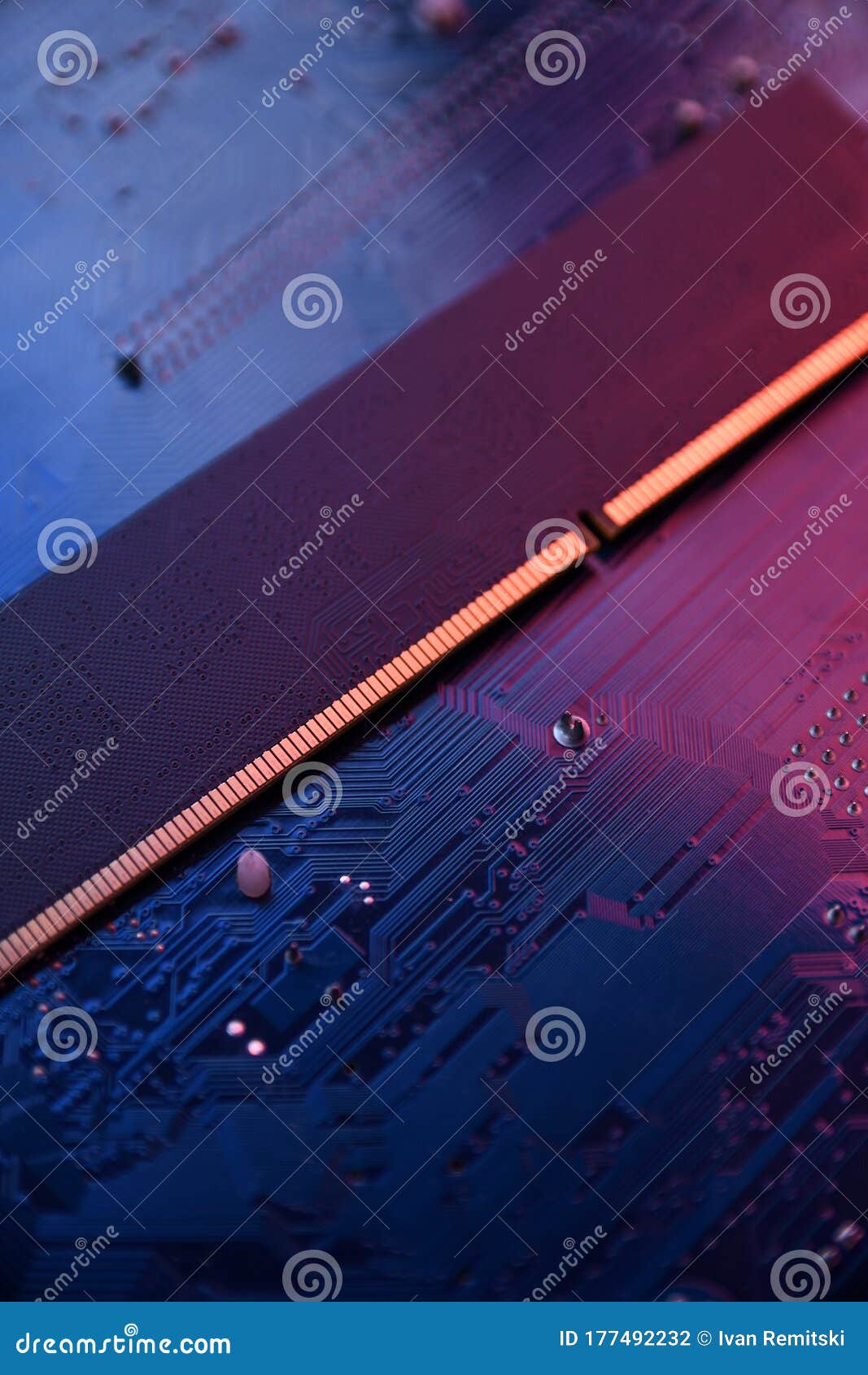 Computer Memory RAM on Motherboard Background . Close Up. System, Main Memory, Random Access ...