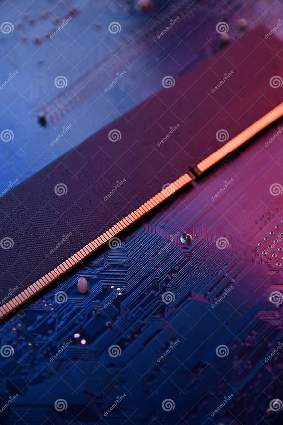 Computer Memory RAM on Motherboard Background . Close Up. System, Main Memory, Random Access ...