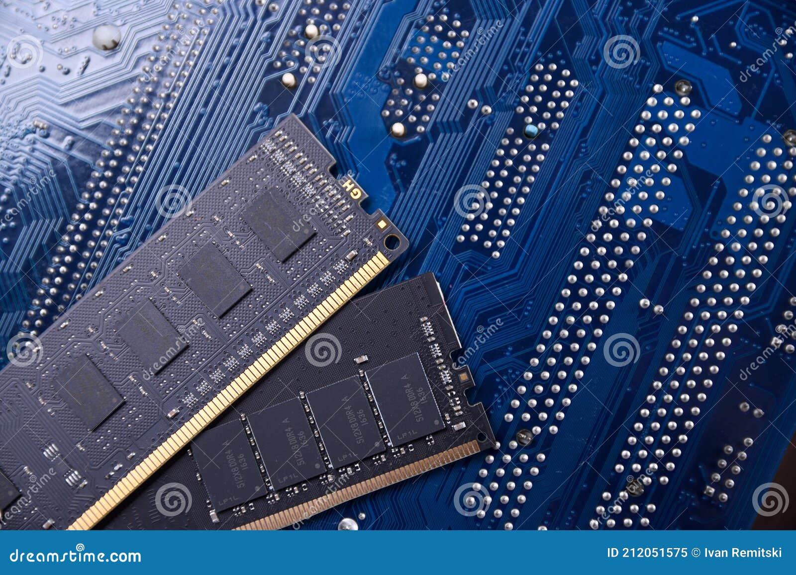 Computer Memory RAM on Motherboard Background . Close Up. System, Main ...