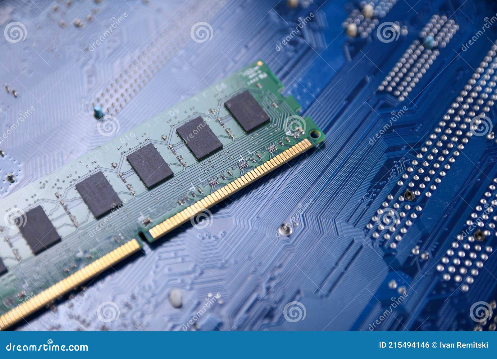 Computer Memory RAM on Motherboard Background . Close Up. System, Main Memory, Random Access ...