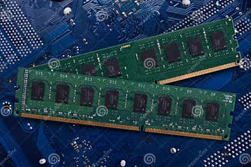 Computer Memory RAM on Motherboard Background . Close Up. System, Main ...