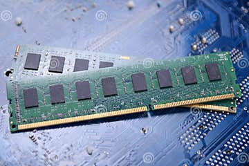 Computer Memory RAM on Motherboard Background . Close Up. System, Main ...