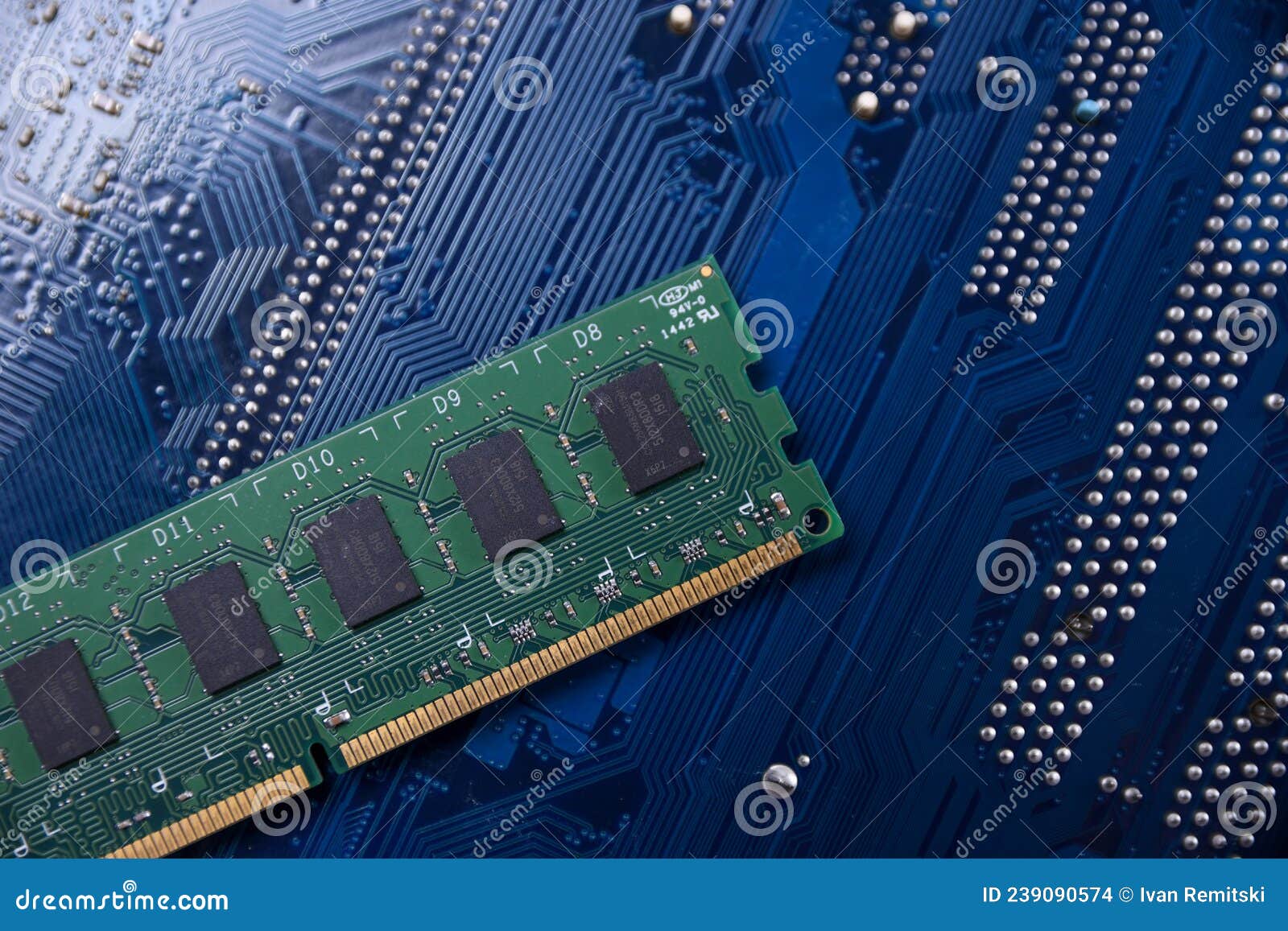 Computer Memory RAM on Motherboard Background . Close Up. System, Main ...