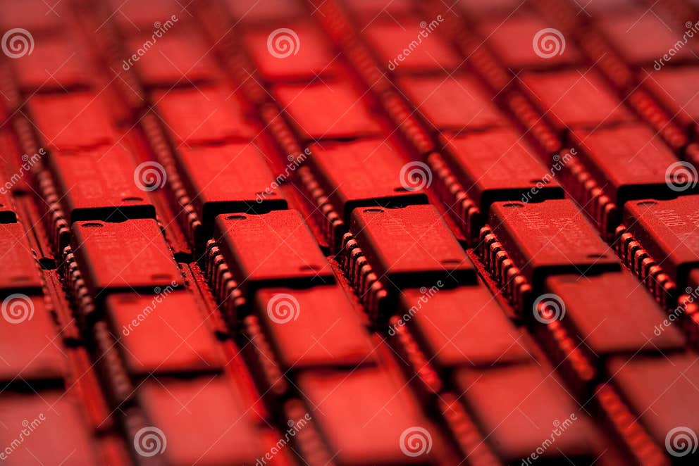 Computer memory red lit stock image. Image of mainboard - 17255759