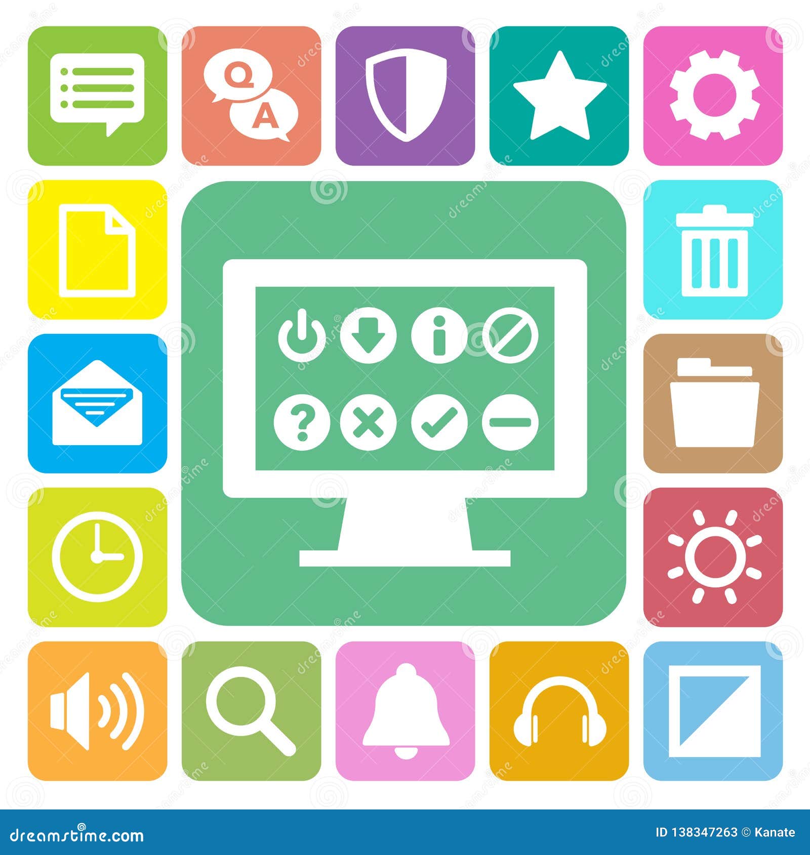 Computer menu icons set stock vector. Illustration of media - 138347263
