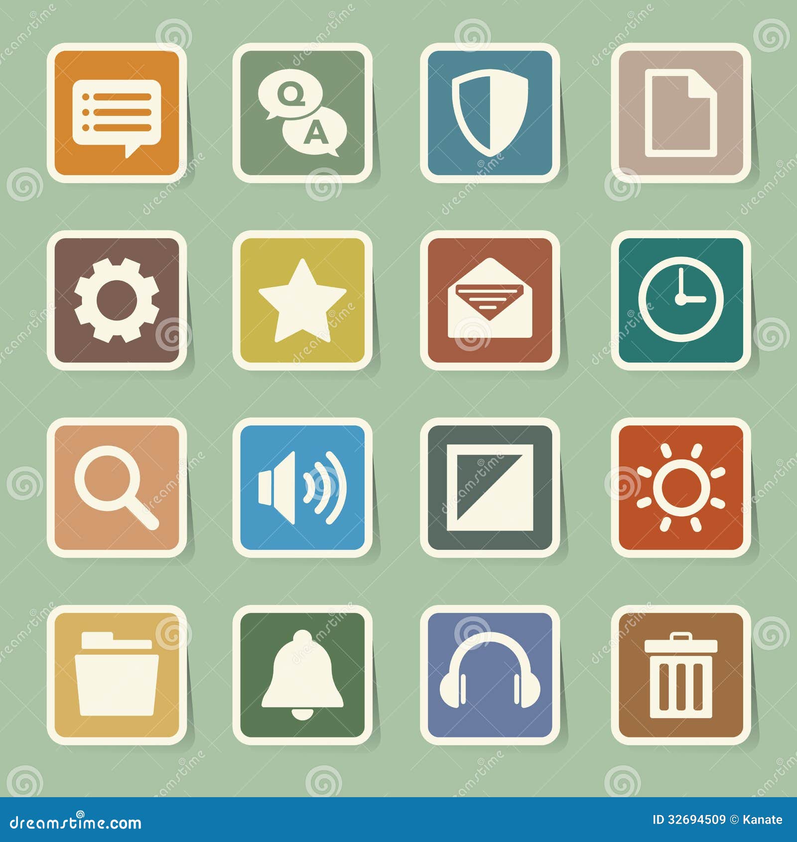 Computer menu icons set stock vector. Illustration of answer - 32694509